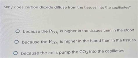 solved why does carbon dioxide diffuse from the tissues into the