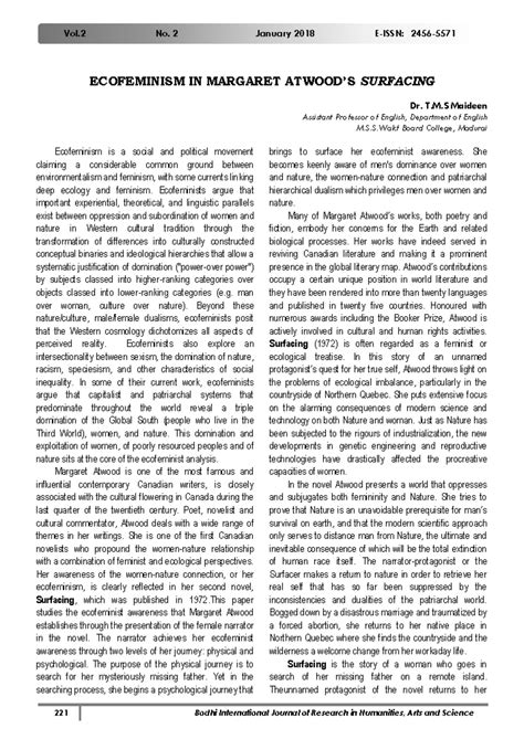 Ecofeminism Canadian Ecofeminism In Margaret Atwoods Surfacing Dr