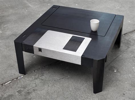 This Retro Floppy Disk Coffee Table Features A Hidden Storage Area By
