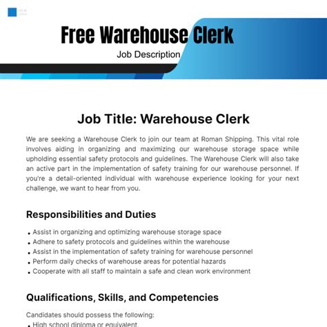 Warehouse Receiver Job Description At Bernice Astle Blog