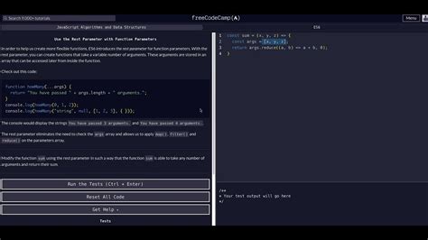 07 Use The Rest Parameter With Function Parameters Es6 Freecodecamp