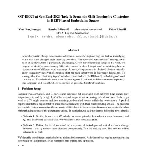 SST BERT At SemEval Task Semantic Shift Tracing By Clustering In BERT Based Embedding