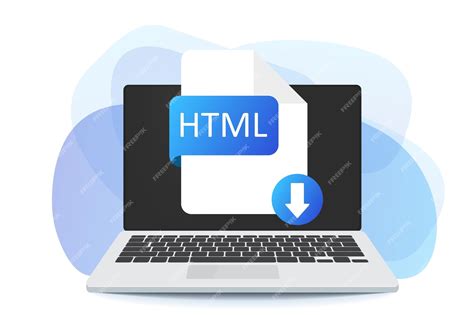 Premium Vector Download Html Button On Laptop Screen Downloading
