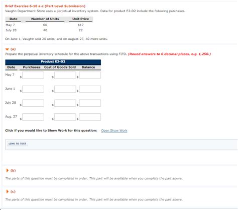 solved brief exercise 6 10 a c part level submission