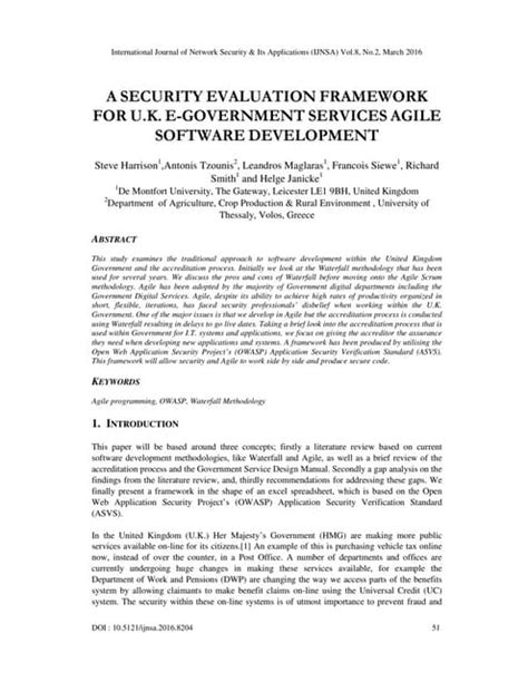 a security evaluation framework for u k e government services agile