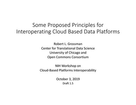 Some Proposed Principles For Interoperating Cloud Based Data Platforms