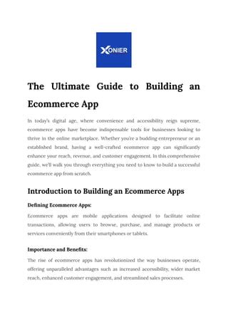 The Ultimate Guide To Building An Ecommerce App Pdf Web Development Internet
