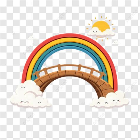 Whimsical Rainbow And Sun Artwork Rainbow Cartoon Colorful Png