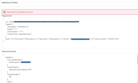 freshworks crm webhook event trigger testing failed but how email