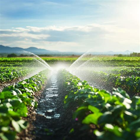 Smart Irrigation System Enhancing Water Usage In Agriculture Fields Stock Illustration
