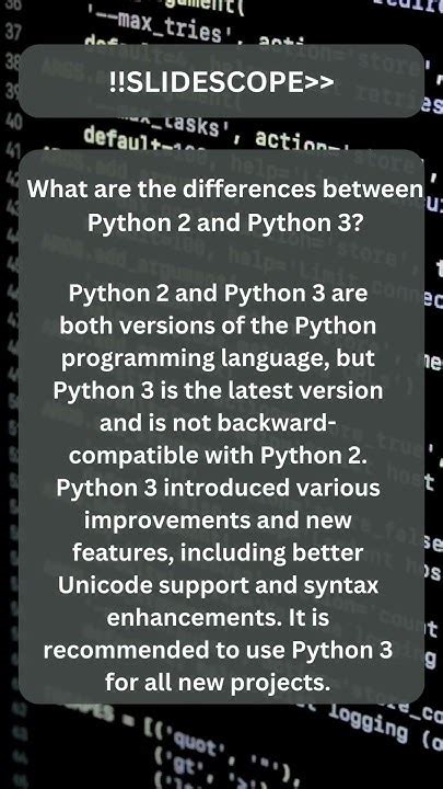 What Are The Differences Between Python 2 And Python 3 Interview Question Youtube