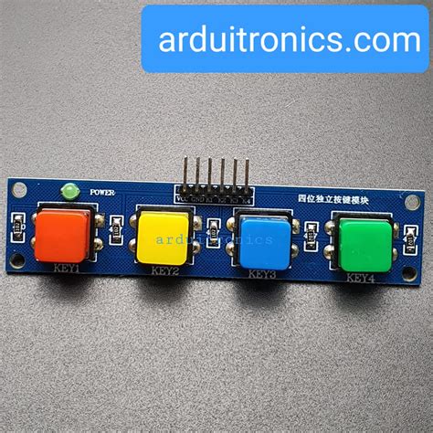 โมดูลสวิตช์กดติดปล่อยดับ 4 ปุ่ม 4 สี Led สำหรับ Arduino ปุ่ม
