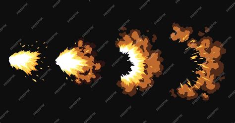 Premium Vector Gun Flashes Or Gunshot Animation Collection Of Fire