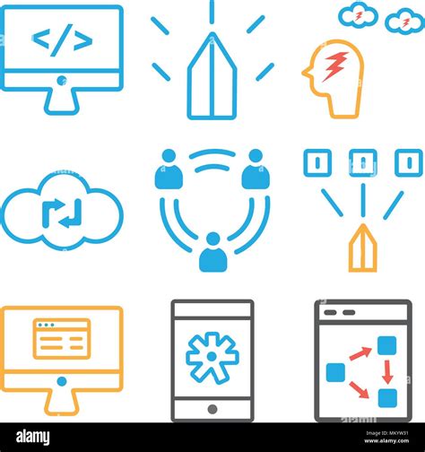 Set Of 9 Simple Editable Icons Such As Strategy Smartphone Monitor Teamwork Cloud Computing