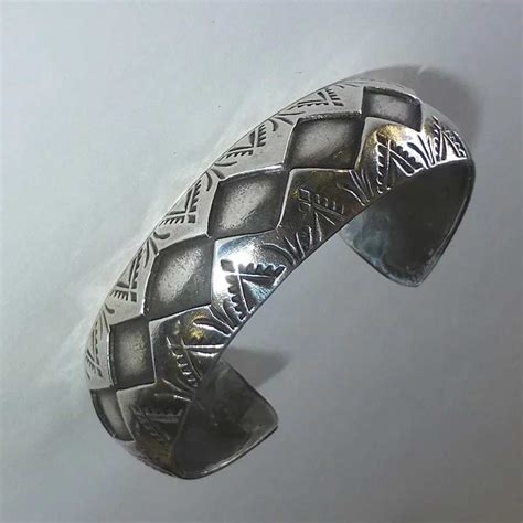 Native American Geometric Applique And Stamped Sterling… Gem