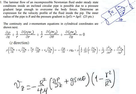 Solved The Laminar Flow Of An Incompressible Newtonian Fl Chegg