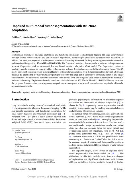 Unpaired Multi Modal Tumor Segmentation With Structure Adaptation Request Pdf