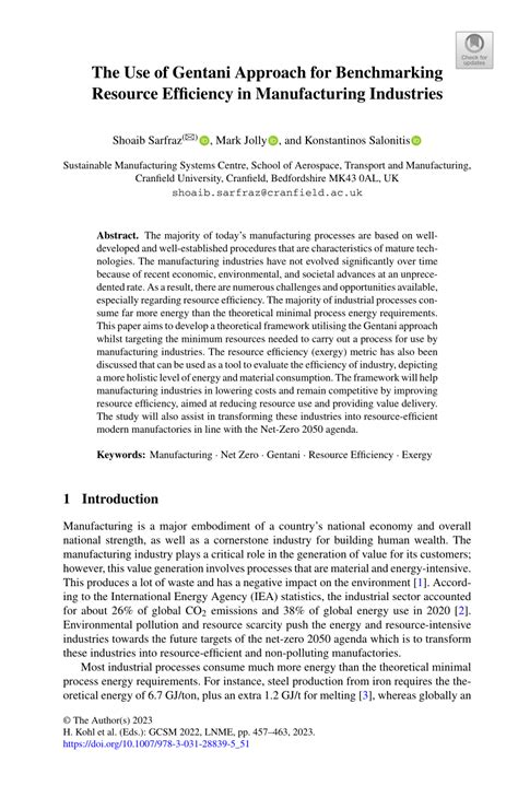 Pdf The Use Of Gentani Approach For Benchmarking Resource Efficiency