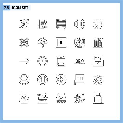 Group Of 25 Modern Lines Set For Configuration Map Sale Location Network Editable Vector Design