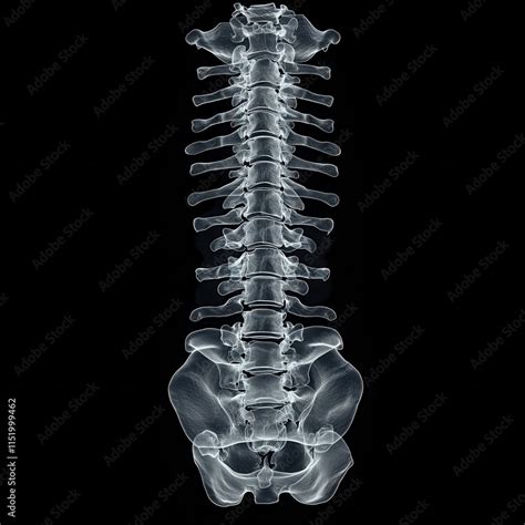 Detailed X Ray Of The Human Spine Highlighting Vertebral Anatomy And