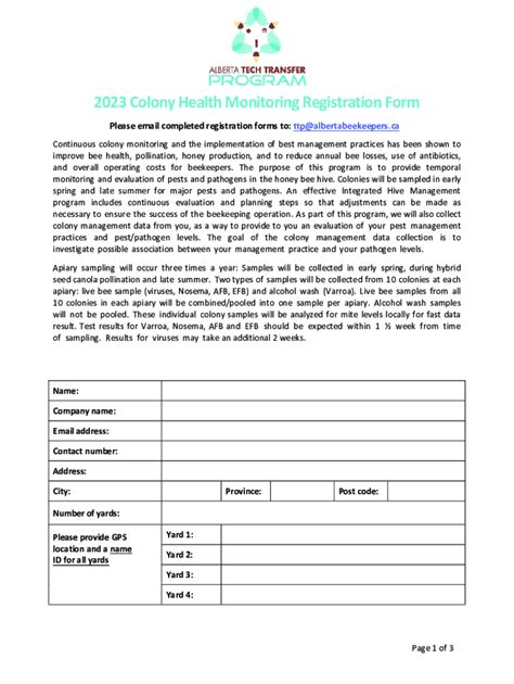 Fillable Online 2023 Colony Health Monitoring Registration Form Fax
