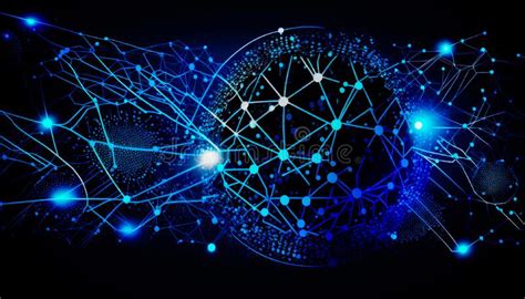 An Abstract Image Of Connected Dots And Lines On Dark Background Generative Ai Stock