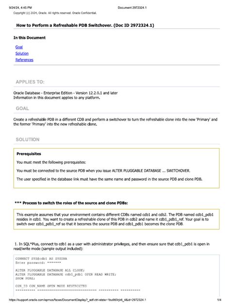 how to perform a refreshable pdb switchover doc id 2972324 1 pdf