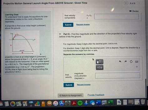 Solved Projectile Motion General Launch Angle From ABOVE Chegg Com