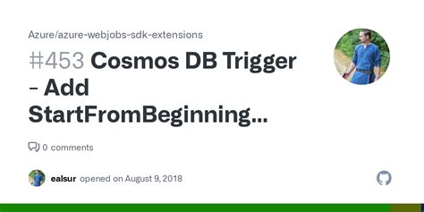 Cosmos Db Trigger Add Startfrombeginning Setting · Issue 453 · Azure