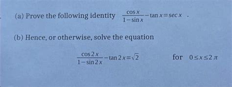 Solved (a) Prove the following identity | Chegg.com