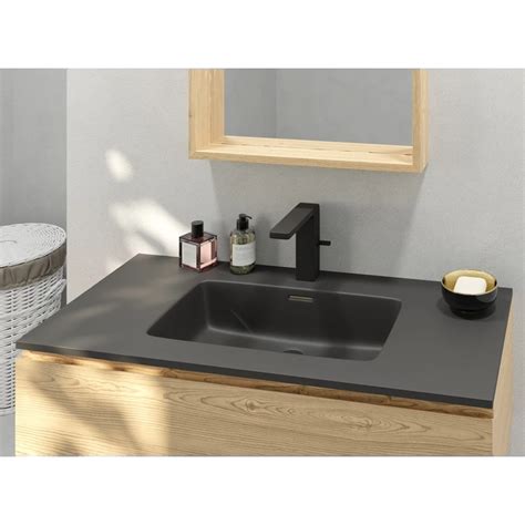 Lavabo Encastrado Sdz Rubi Negro Mate 101x46 Seno Centrado Ceramico