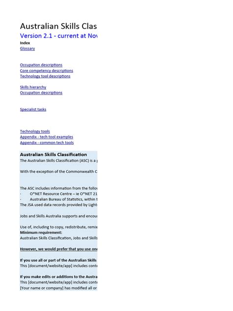 Australian Skills Classification November 2022 Pdf