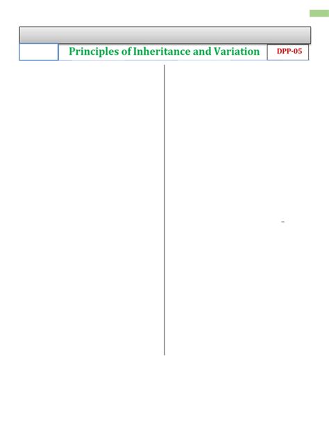 Principle Basis Of Inheritance And Variations Dpp 5 Pdf Dominance
