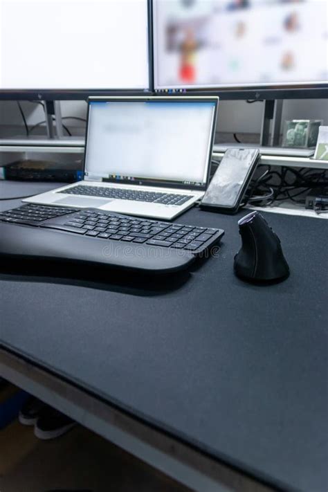 Modern Home Office Equipment With Ergonomic Keyboard And Mouse And