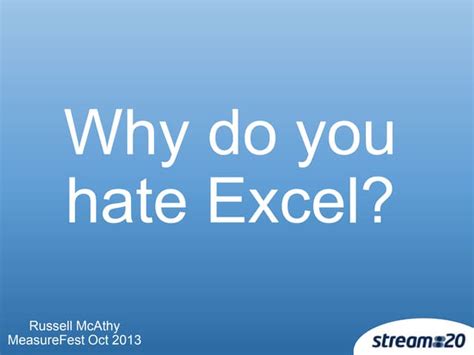 Excel For Marketers Why Do You Hate Excel Measurefest 2013 Ppt
