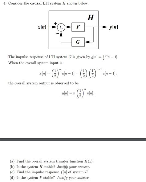 solved 4 consider the causal lti system h shown below yinl