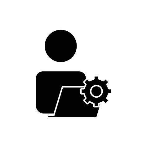 People Icon Illustration With Laptop And Gear Programming Maintenance Coding Icon Related To