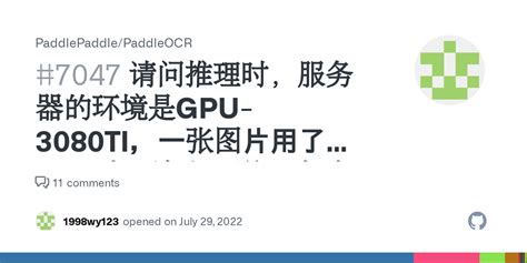 请问推理时，服务器的环境是gpu 3080ti，一张图片用了283秒，论文上说是毫秒级，这是什么原因呢？在线等 · Issue 7047