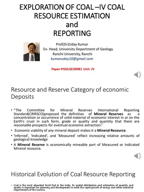 4 Exploration Of Coal Iv Coal Resource Estimation Pdf Mining Geology