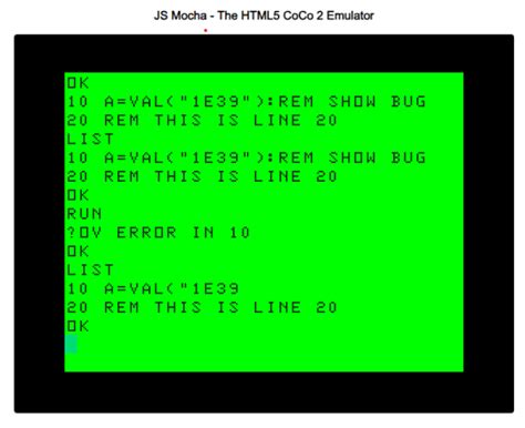 Color Basic Overflow Bug Same As Commodores Sub Etha Software