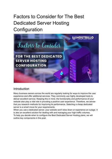 Ppt Factors To Consider For The Best Dedicated Server Hosting Configuration Powerpoint