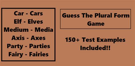 Guess The Plural Form Game Educational Games Android Garden