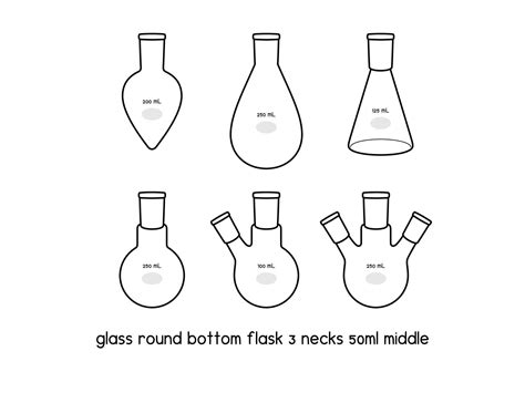 Glass Round Bottom Flask 3 Necks Middle Diagram For Experiment Setup Lab Outline Vector