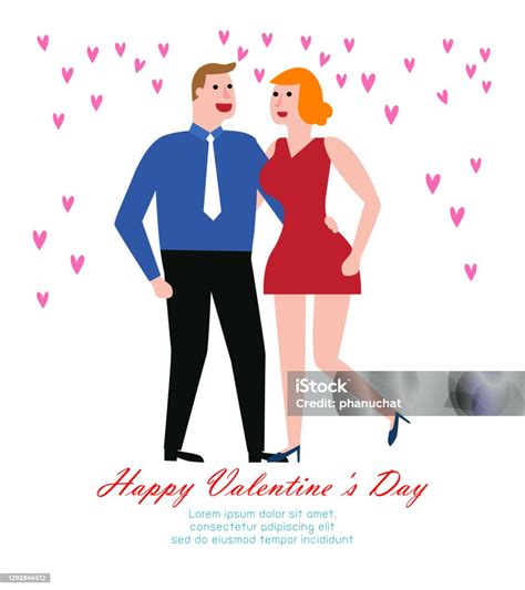 14 2 월 해피 발렌타인 데이 개념 사랑 포스터에 사람들 사랑하는 사람 영원히 사랑에 함께 낭만적 인 젊은 흰색 배경에 플랫