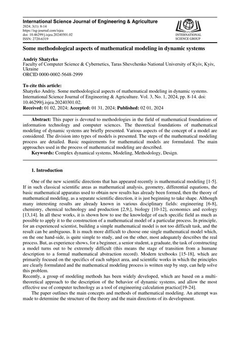 pdf some methodological aspects of mathematical modeling in dynamic