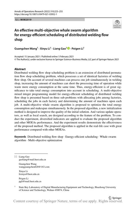 An Effective Multi Objective Whale Swarm Algorithm For Energy Efficient Scheduling Of