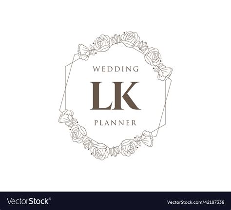 Lk Initials Letter Wedding Monogram Logos Vector Image