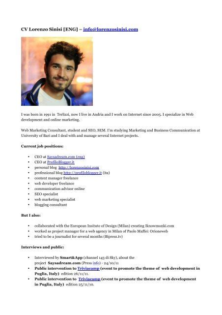 cv lorenzo sinisi [eng] info
