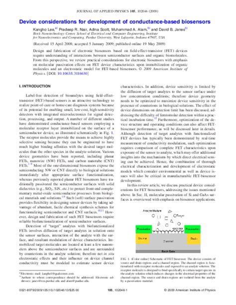 Device Considerations For Development Of Conductance Based Biosensors