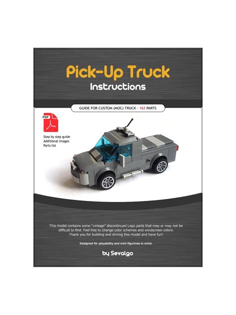 Lego Unique Model Custom Model PDF Instructions Parts List Truck Pick Up Gaming Props